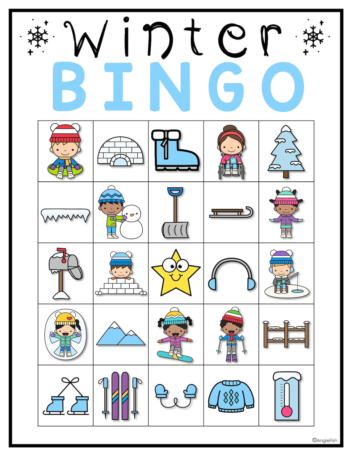 Winter Bingo | Printable Bingo Cards | Bingo Game Download | Bingo ...