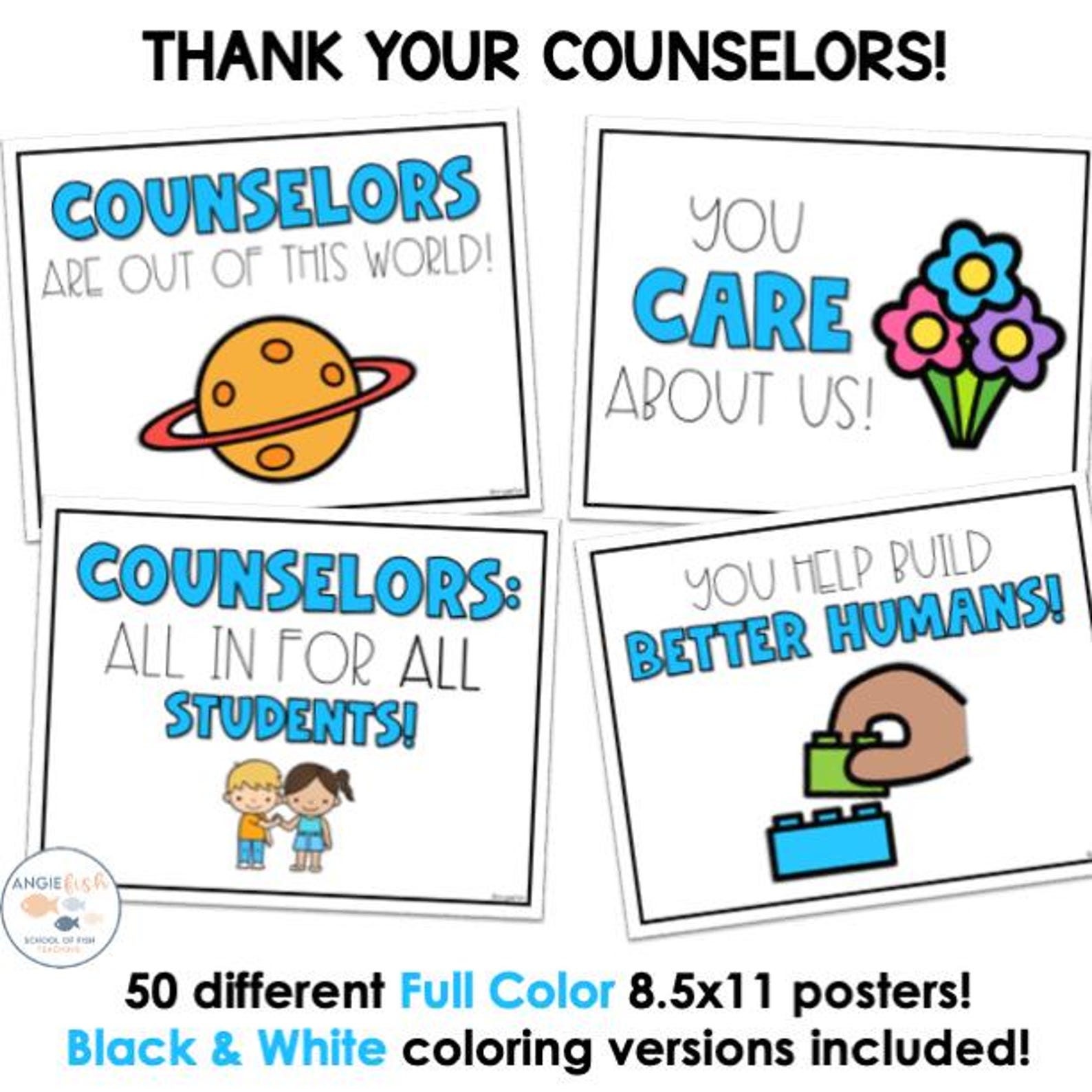 School Counselor Appreciation Posters, Cards, and Coloring Pages (PDF ...