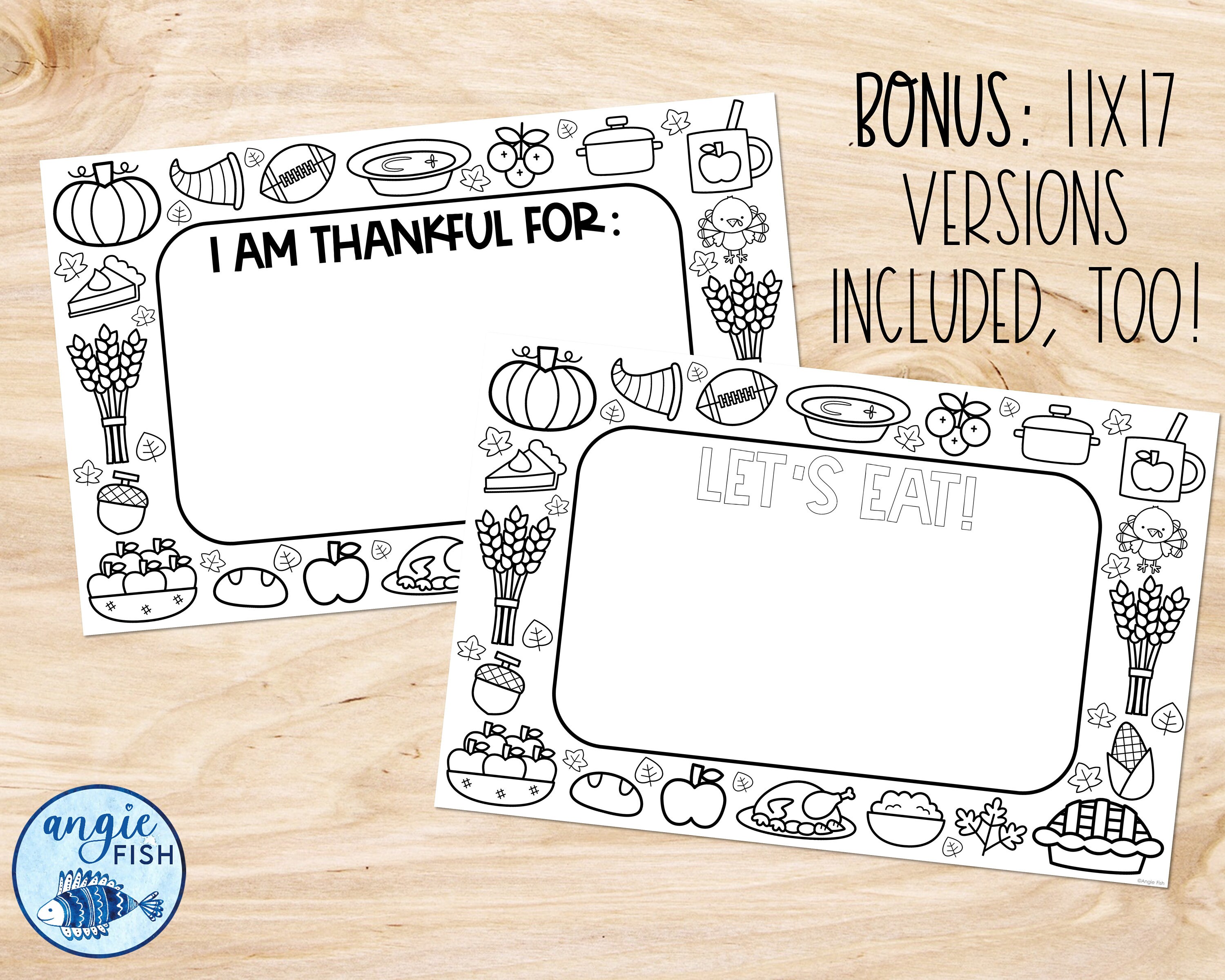 Thanksgiving Placemats for Kids | Thanksgiving Coloring | Thankful ...