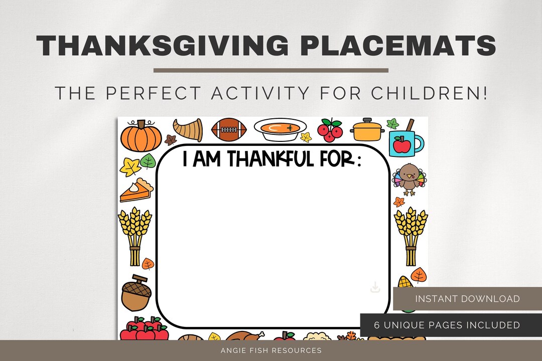 Thanksgiving Placemats for Kids Thanksgiving Coloring - Etsy