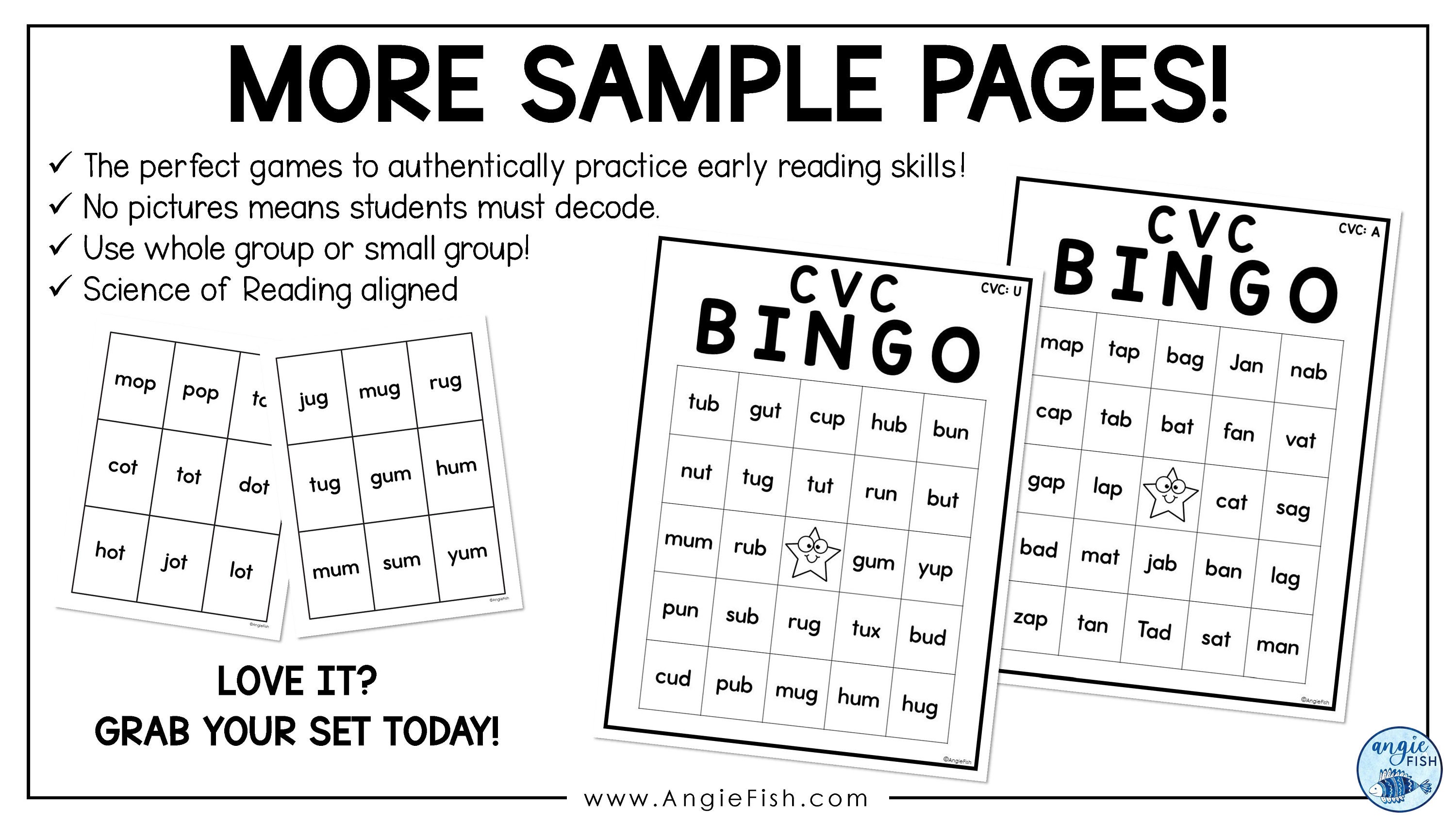 CVC Words Bingo, CVC Bingo, Printable Bingo Cards, Bingo Game Download ...
