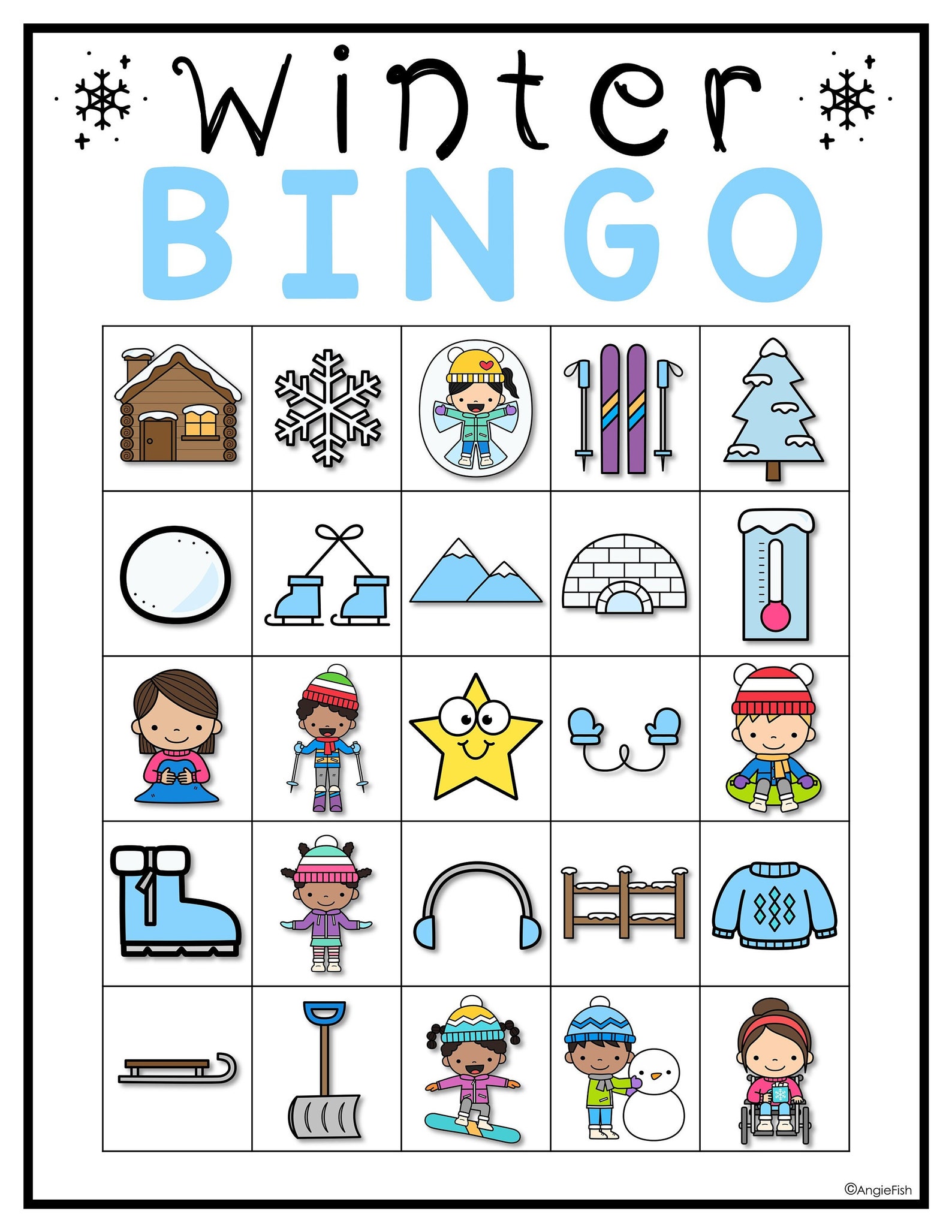 Winter Bingo | Printable Bingo Cards | Bingo Game Download | Bingo ...