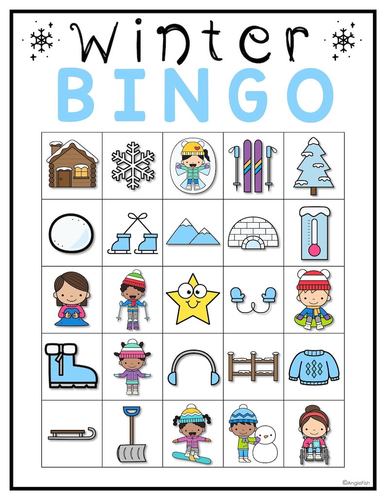 Winter Bingo | Printable Bingo Cards | Bingo Game Download | Bingo ...