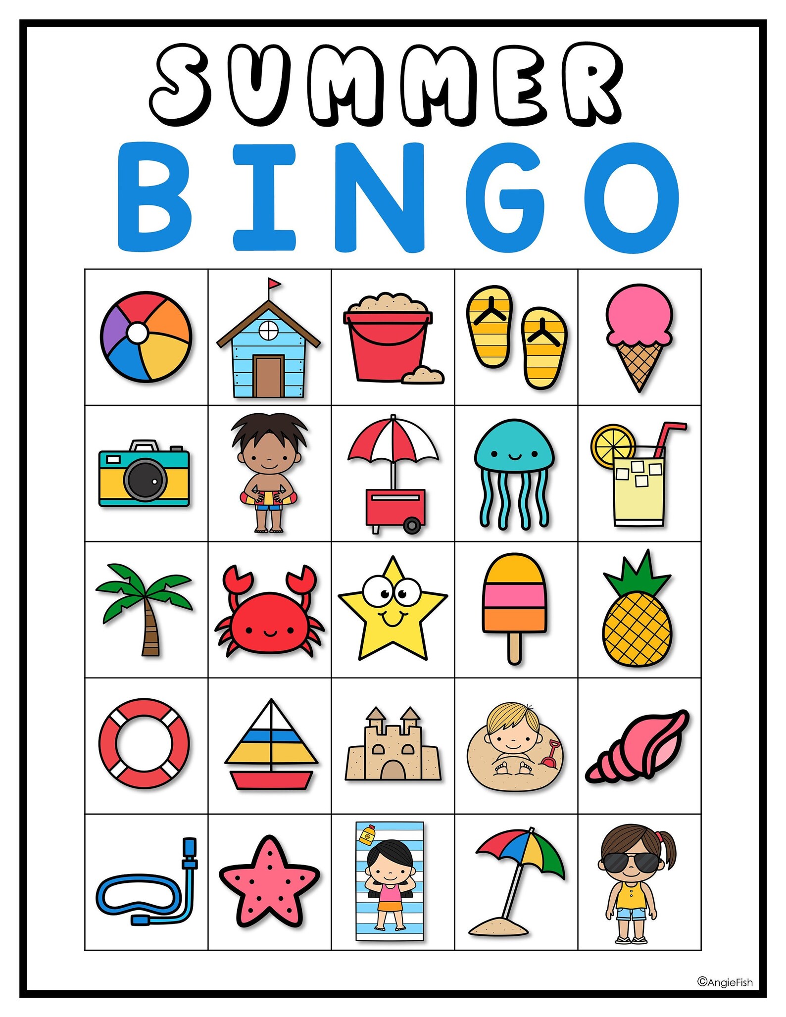 Summer Bingo | Printable Bingo Cards | Bingo Game Download | Bingo ...