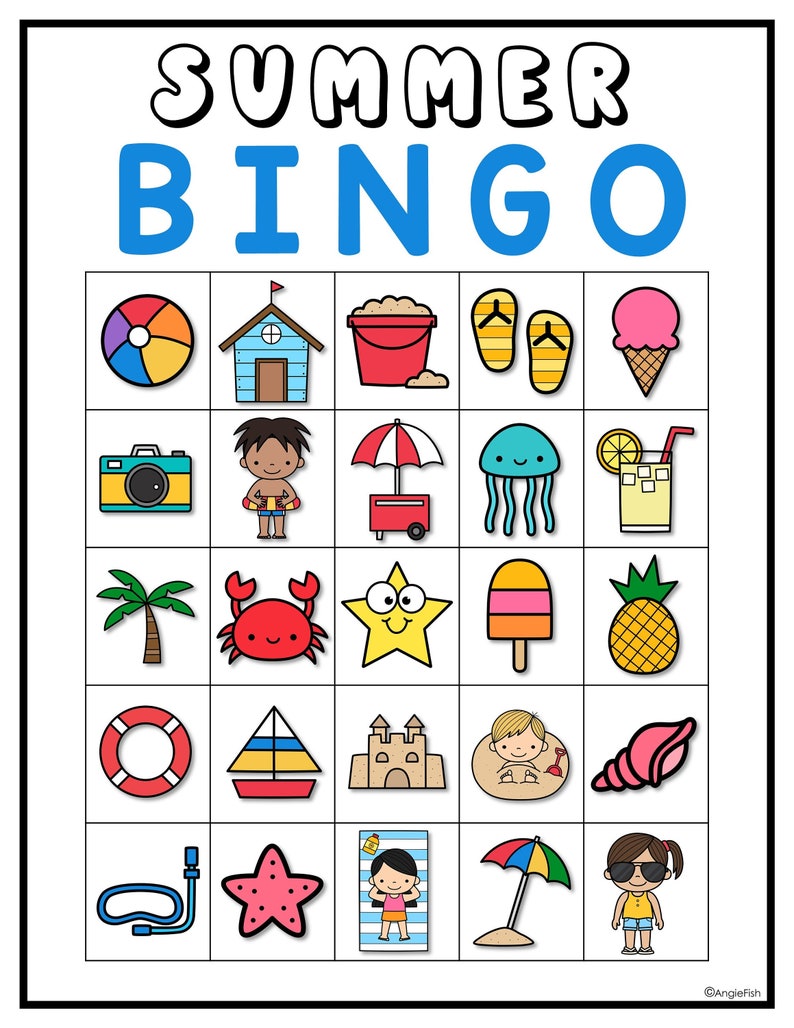 Summer Bingo | Printable Bingo Cards | Bingo Game Download | Bingo ...