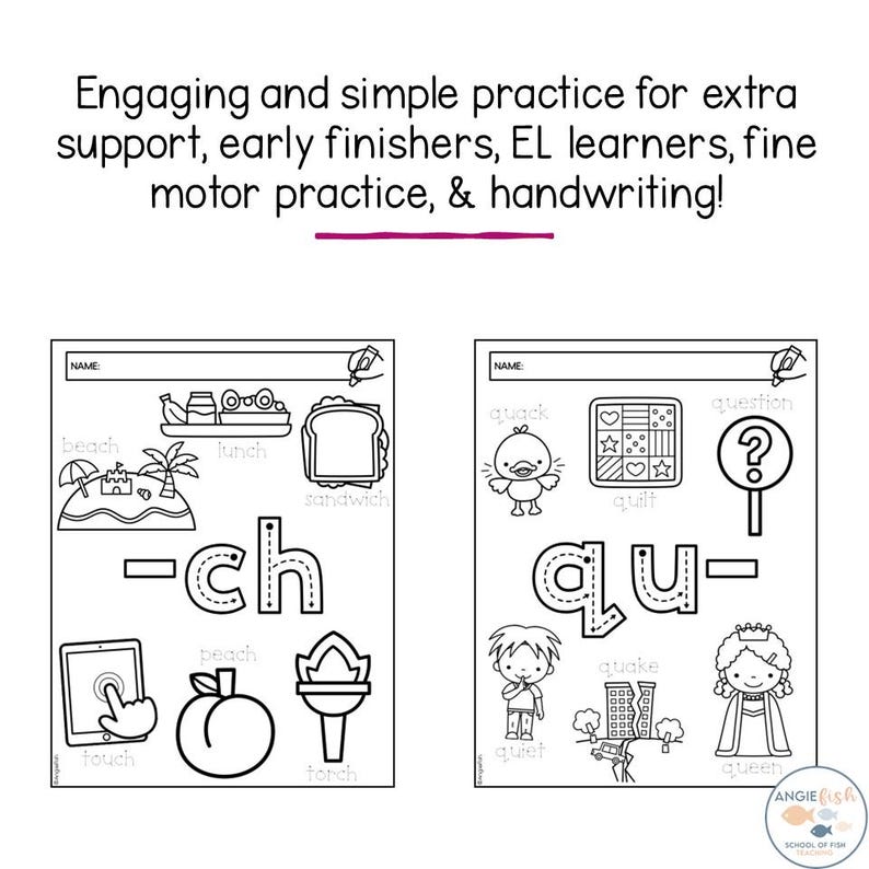 Digraphs Coloring Pages, Phonics Learning (digital Download) - Etsy