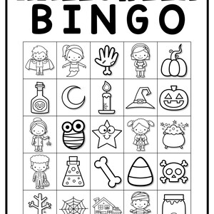 Halloween Bingo, Printable Bingo Cards, Bingo Game Download, Bingo ...