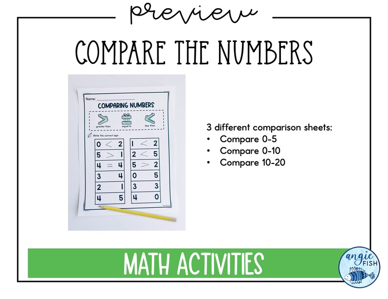 Kindergarten Worksheets | Comparing Numbers | Kindergarten Math ...