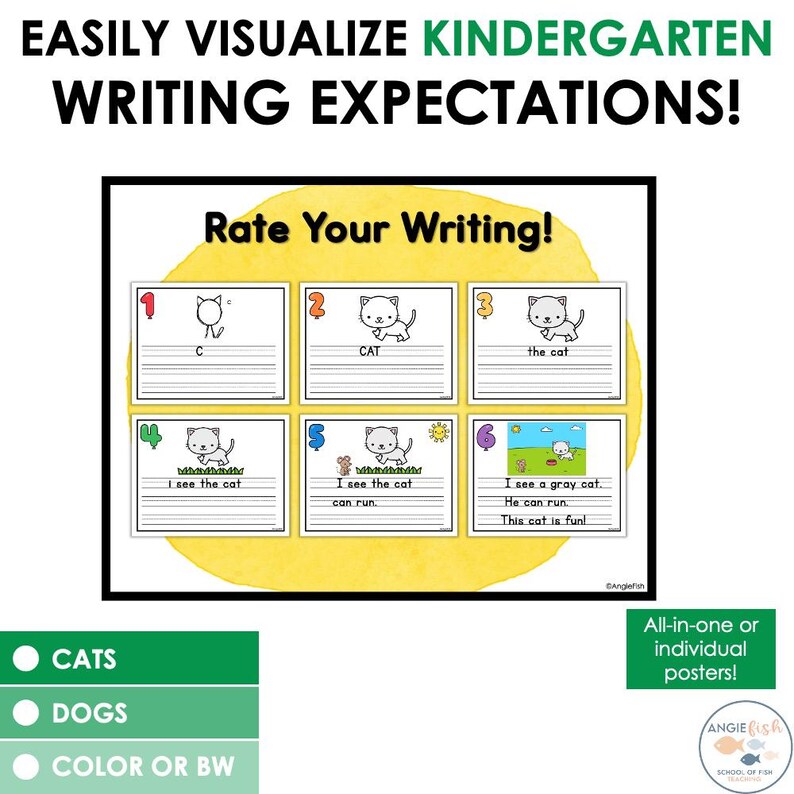 Kindergarten Writing Rubric, Visual Bump It up Wall (digital Download ...