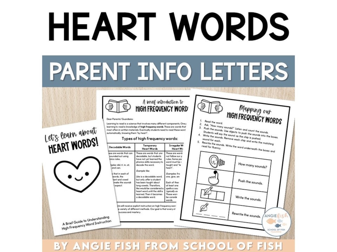 Science of Reading Heart Words Parent Information Letter | SOR Heart ...