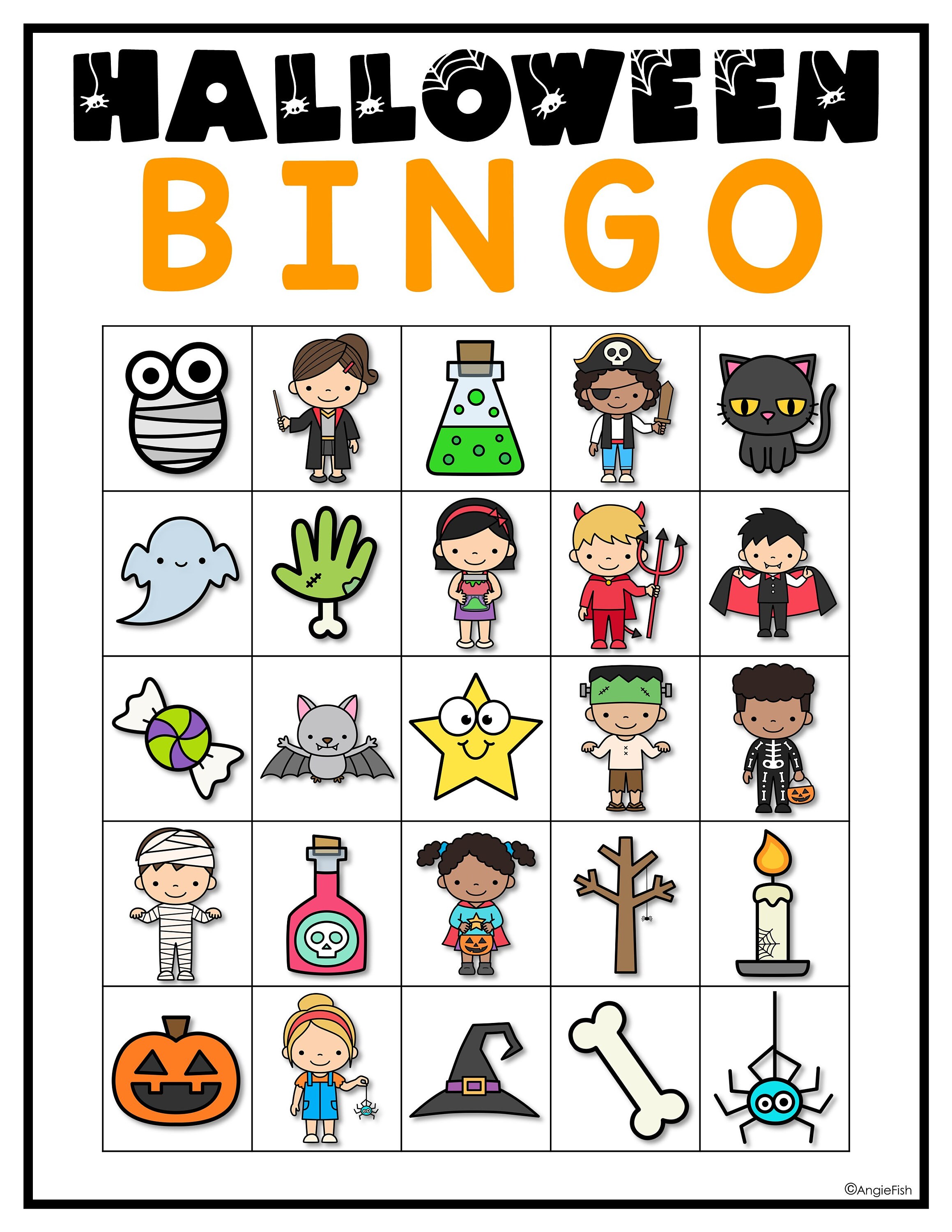Halloween Bingo, Printable Bingo Cards, Bingo Game Download, Bingo ...