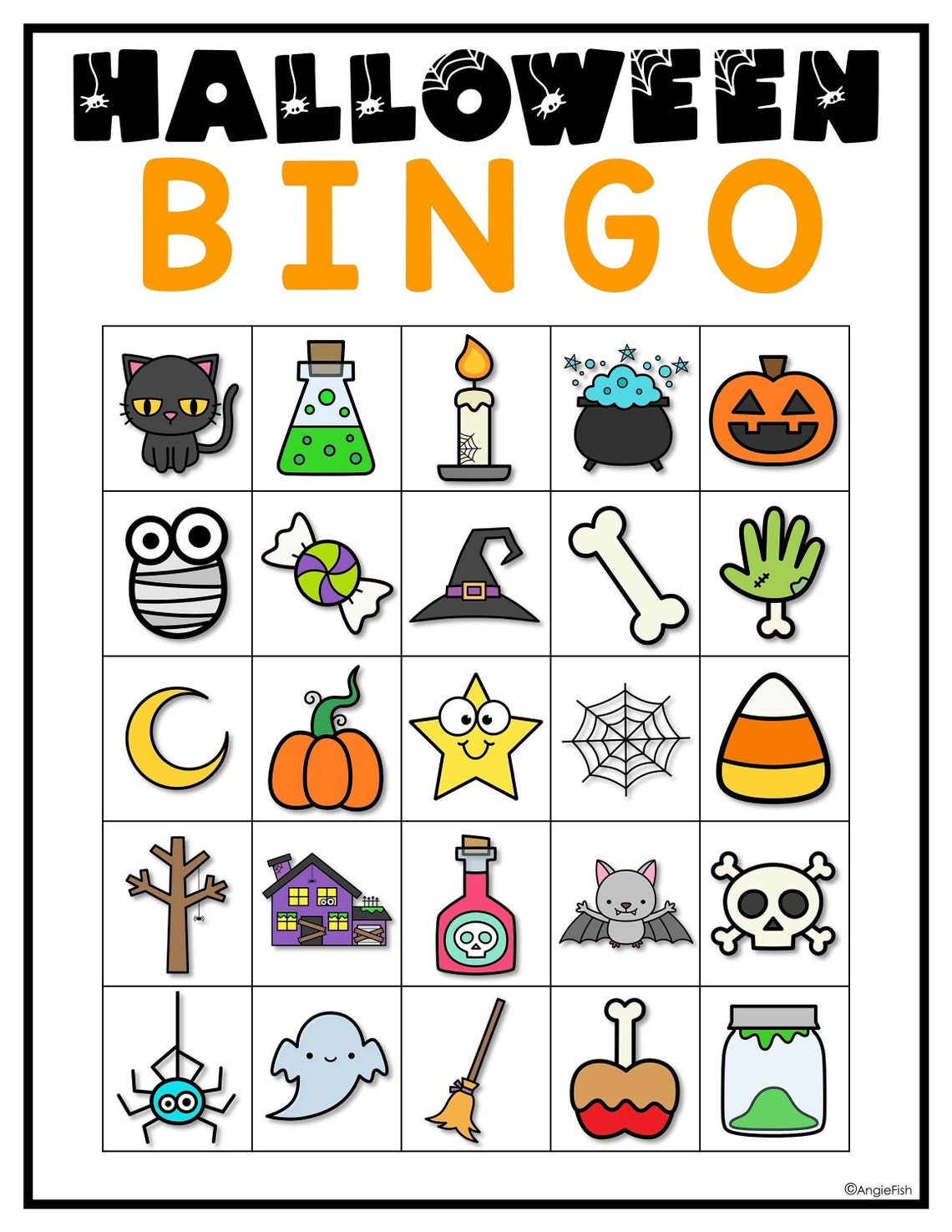 Halloween Bingo, Printable Bingo Cards, Bingo Game Download, Bingo ...