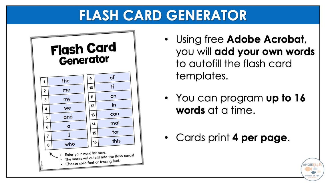 Flashcard Template, Flashcard Printable, Flashcards for Kids ...