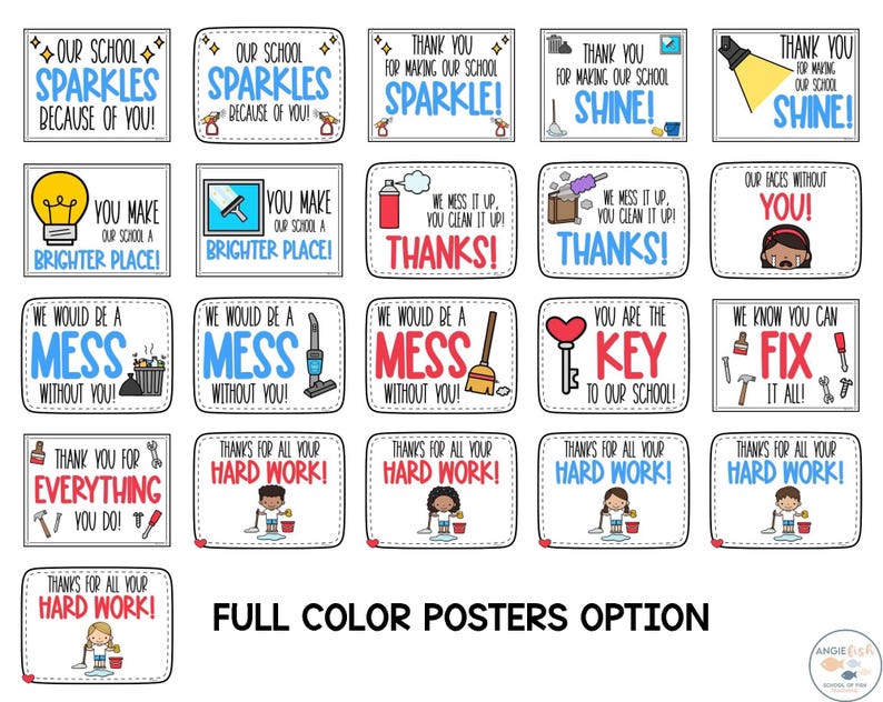 Custodian Appreciation Posters, Cards, and Coloring Pages (PDF) - Etsy
