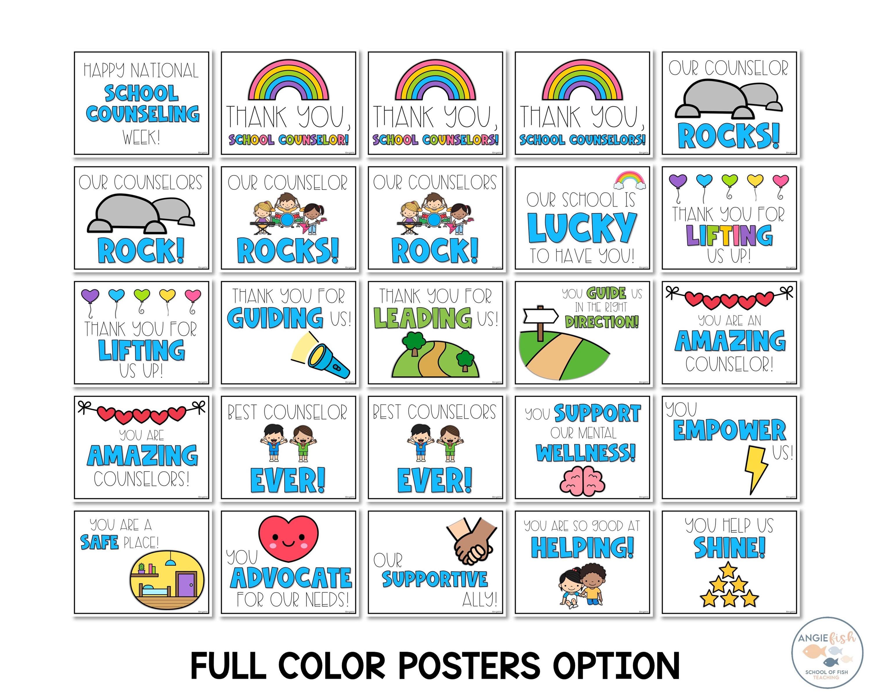 School Counselor Appreciation Posters, Cards, and Coloring Pages (PDF ...