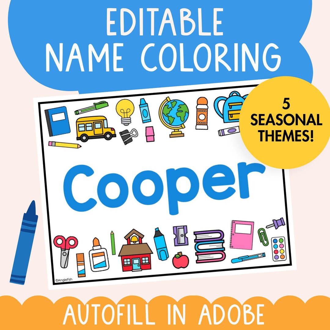 Editable Name Coloring Page, First Day of School Coloring, Back to ...