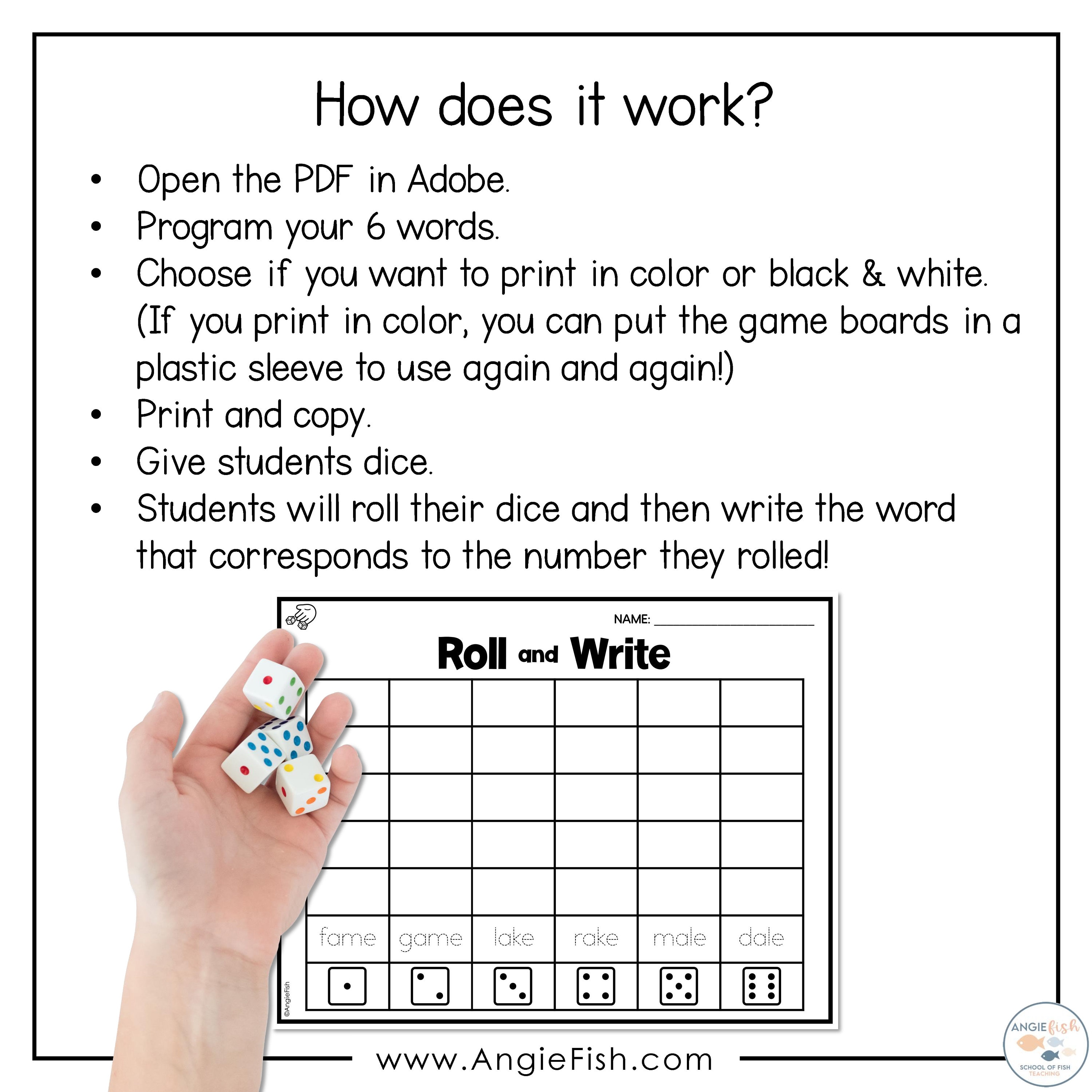 Roll and Read | Make Your Own Game | Editable Roll and Read | Roll and ...