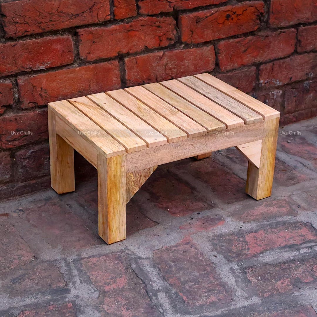 Wooden Step Stool | One Step Stool With Foot Rest | Kitchen Bathroom ...