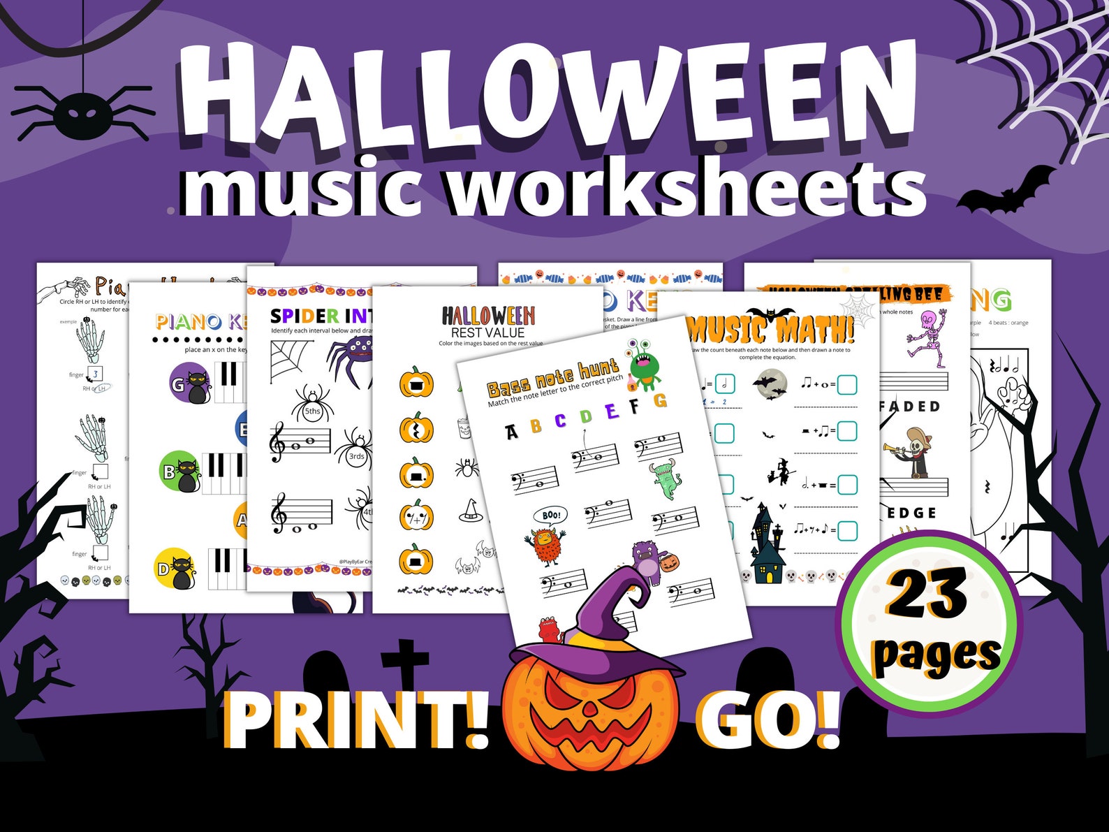 Halloween Music Worksheets - Printable - No Preparation - Music ...