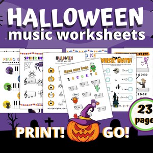 Halloween Music Worksheets - Printable - No Preparation - Music ...