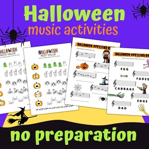 Halloween Music Worksheets - Printable - No Preparation - Music ...