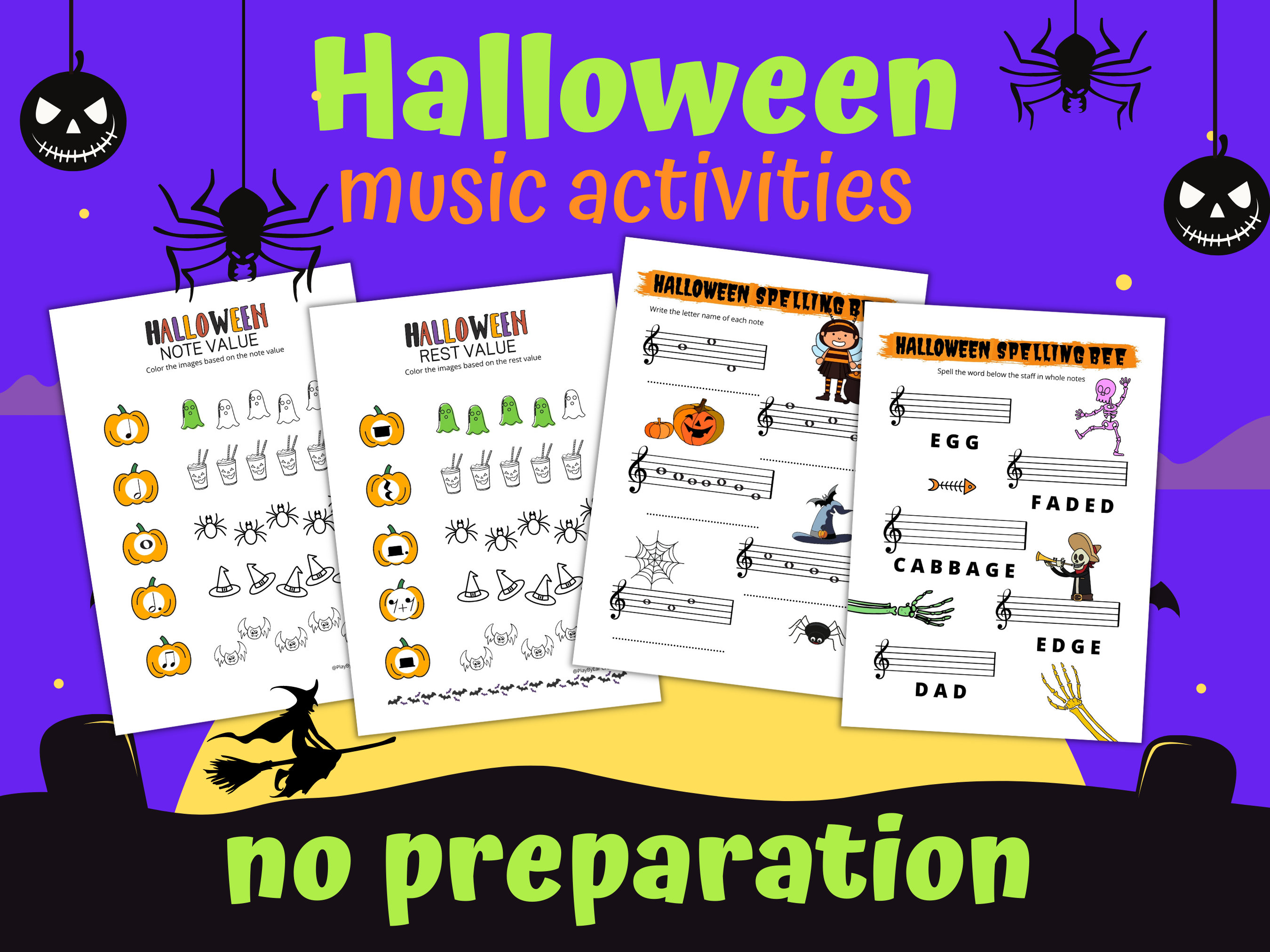 Halloween Music Worksheets Printable No Preparation Music Classroom ...