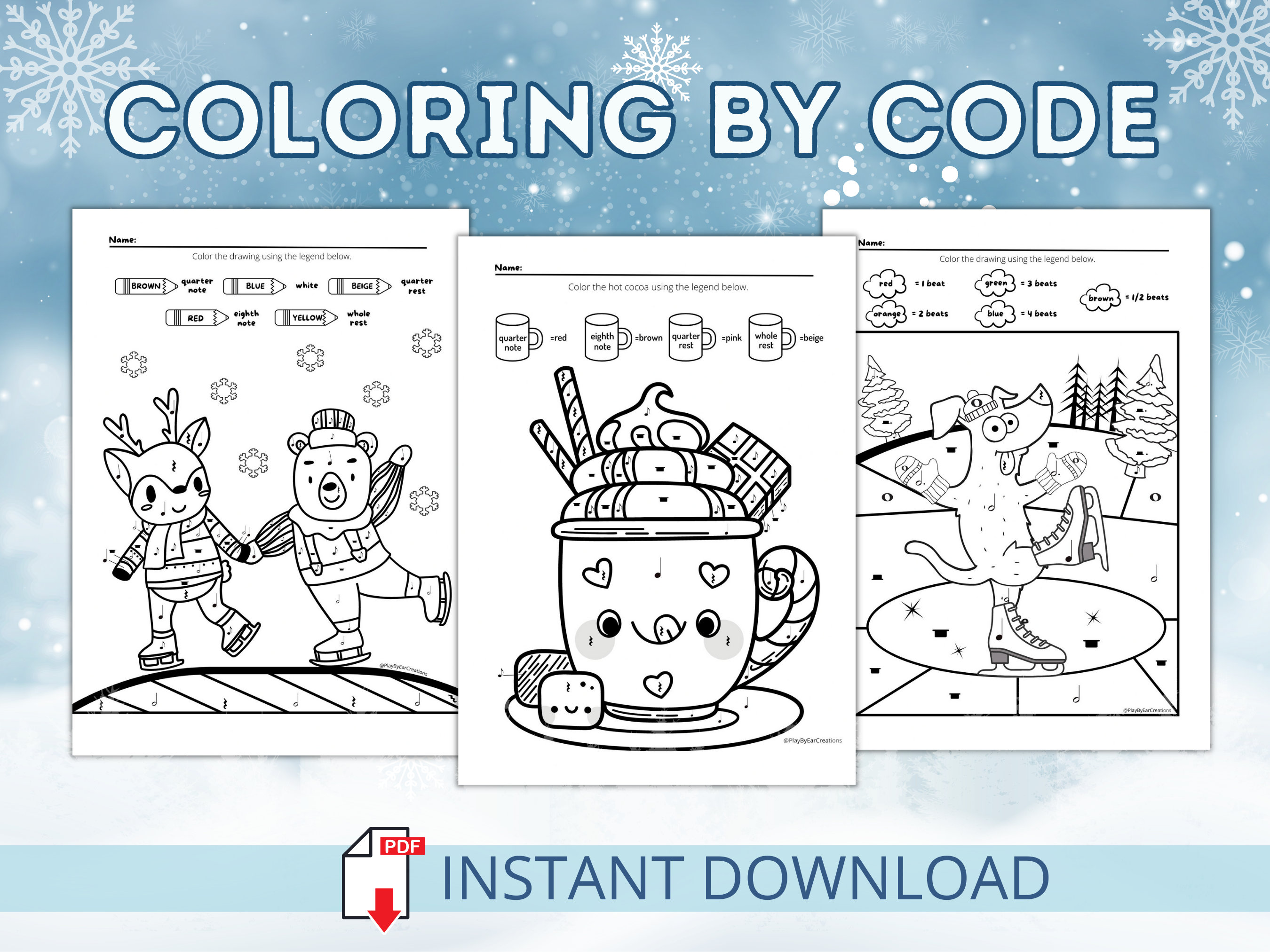 WINTER MUSIC WORKSHEETS - Printable - Instant Download - Music Theory ...