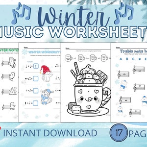 WINTER MUSIC WORKSHEETS - Printable - Instant Download - Music Theory ...