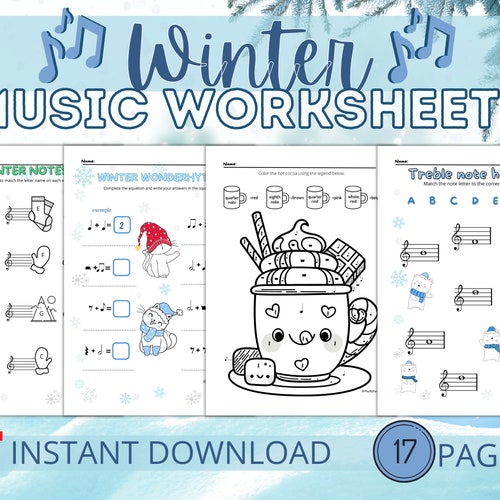 WINTER MUSIC WORKSHEETS Printable Instant Download Music - Etsy