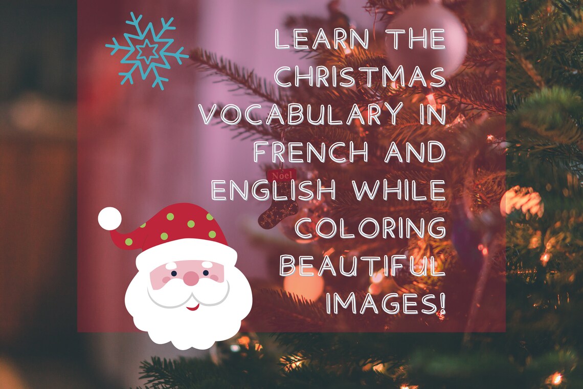 Christmas Vocabulary and Coloring - FRENCH & ENGLISH - Kids - PRINTABLE ...