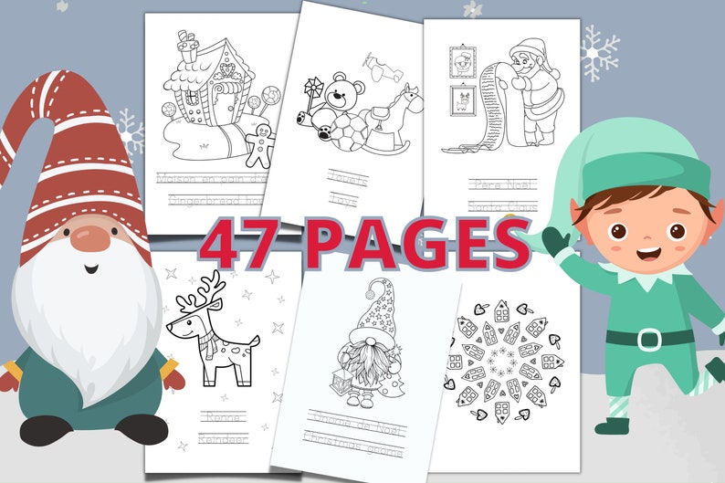 Christmas Vocabulary and Coloring - FRENCH & ENGLISH - Kids - PRINTABLE ...