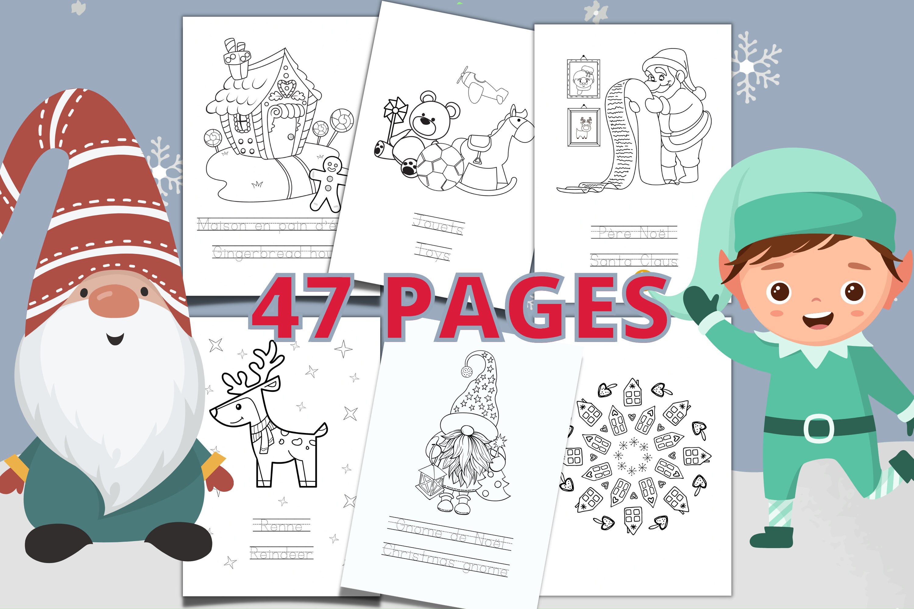 Christmas Vocabulary and Coloring - FRENCH & ENGLISH - Kids - PRINTABLE ...