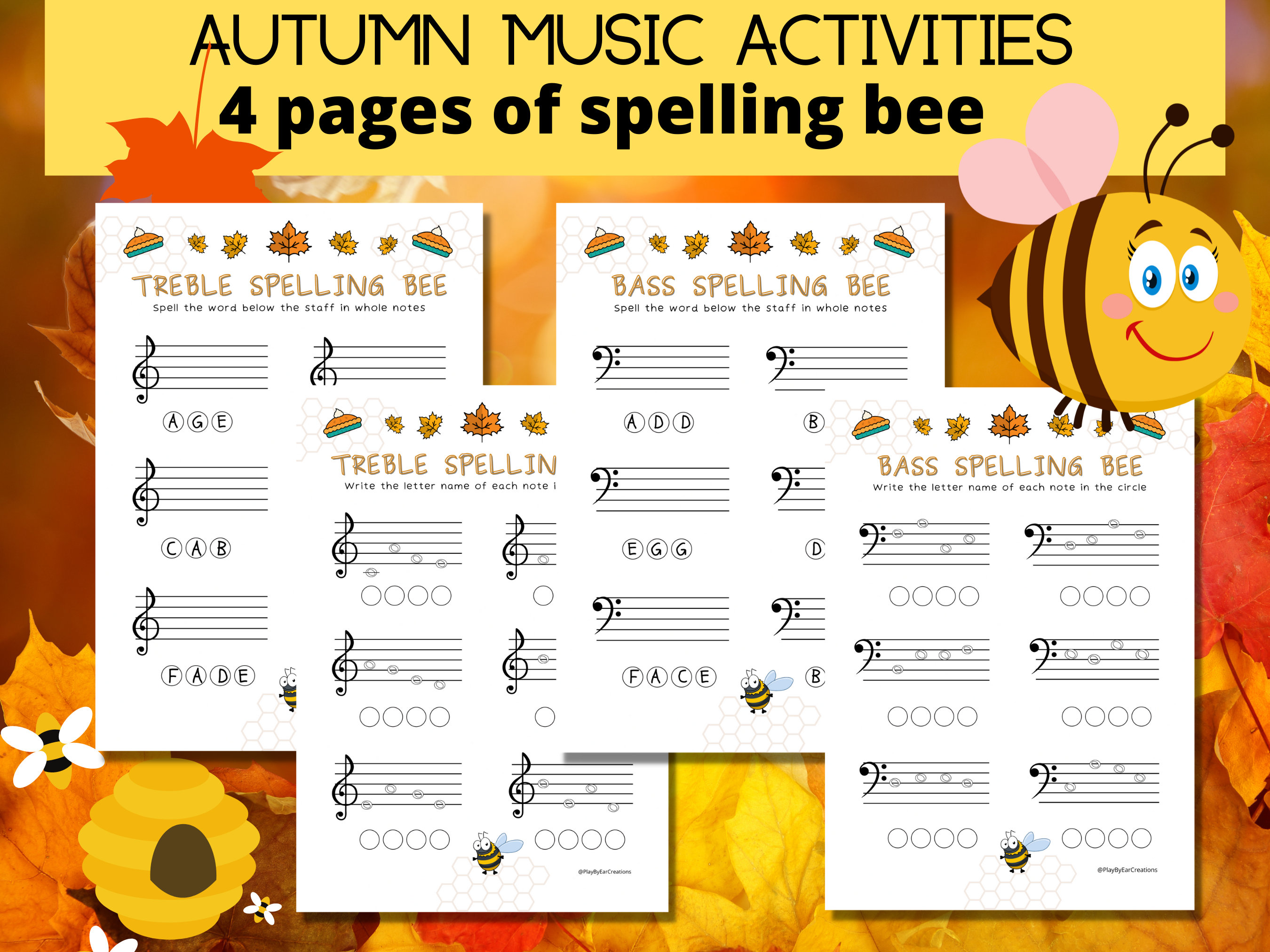 Autumn\fall MUSIC WORKSHEETS - 15 Pages - Music Lessons - Piano ...