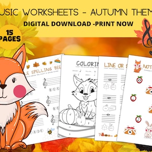 Autumn\fall MUSIC WORKSHEETS - 15 Pages - Music Lessons - Piano ...