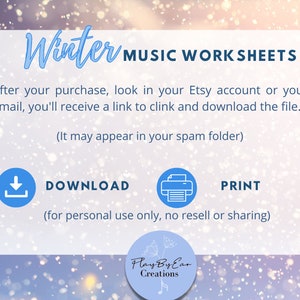 WINTER MUSIC WORKSHEETS - Printable - Instant Download - Music Theory ...