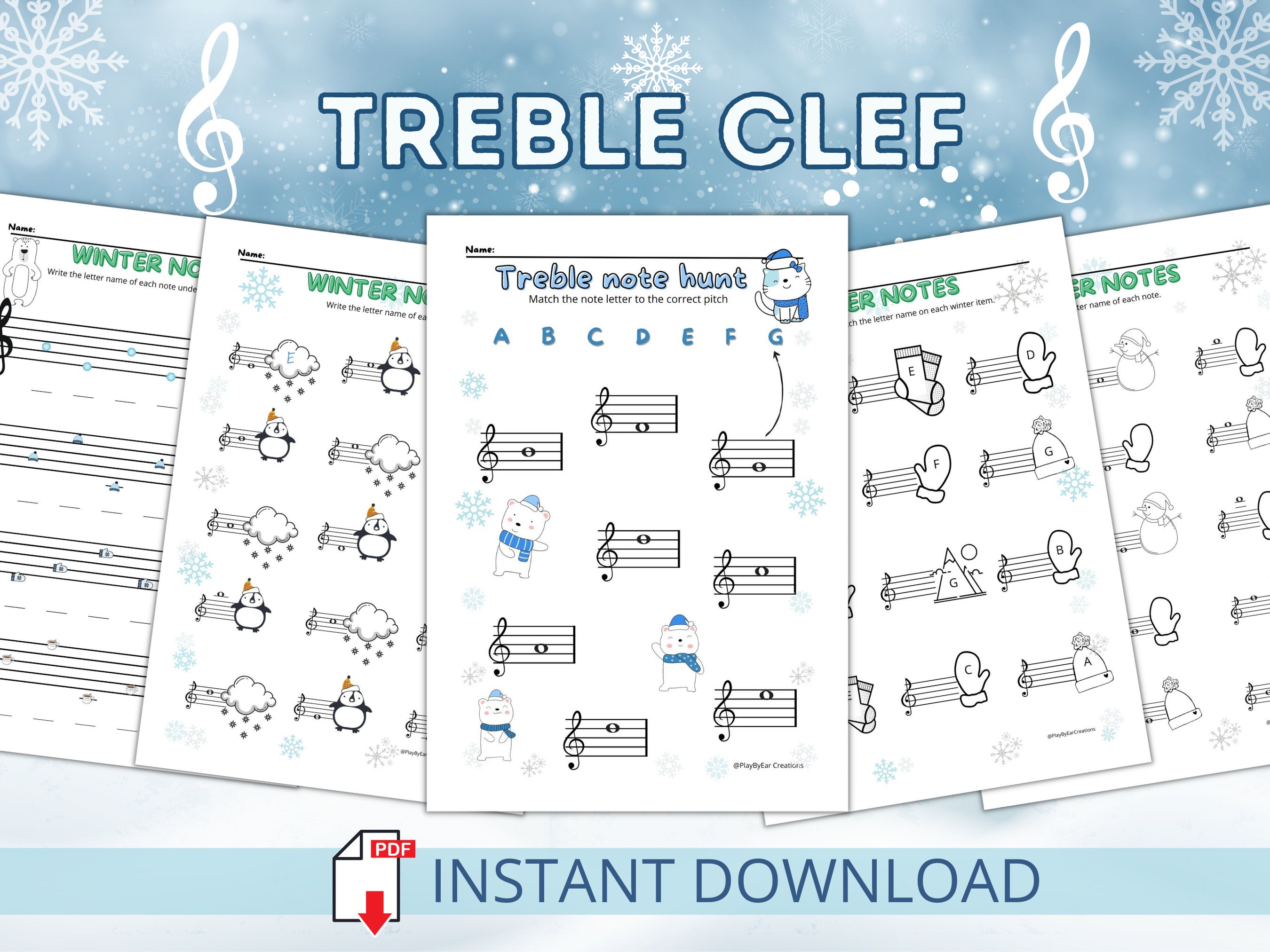 WINTER MUSIC WORKSHEETS - Printable - Instant Download - Music Theory ...