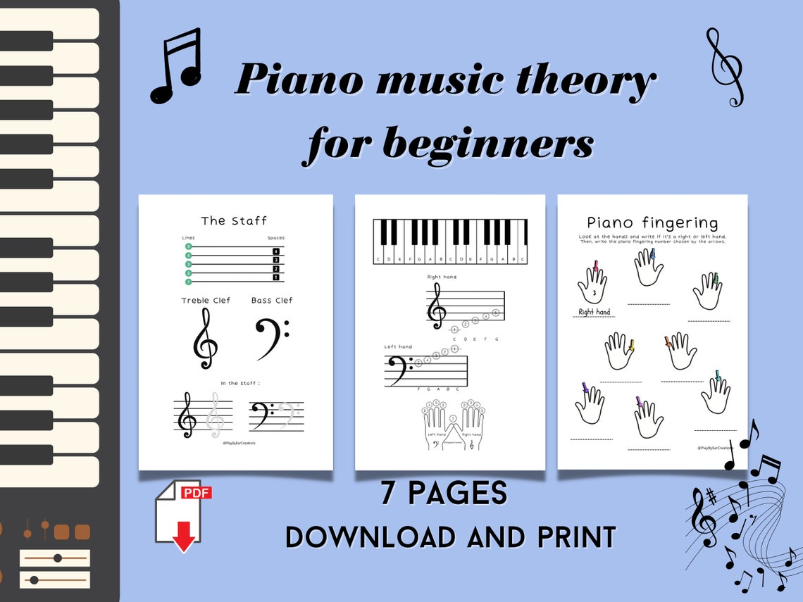 PIANO BASICS - Music Theory for Beginners - Music Lessons - Printable ...