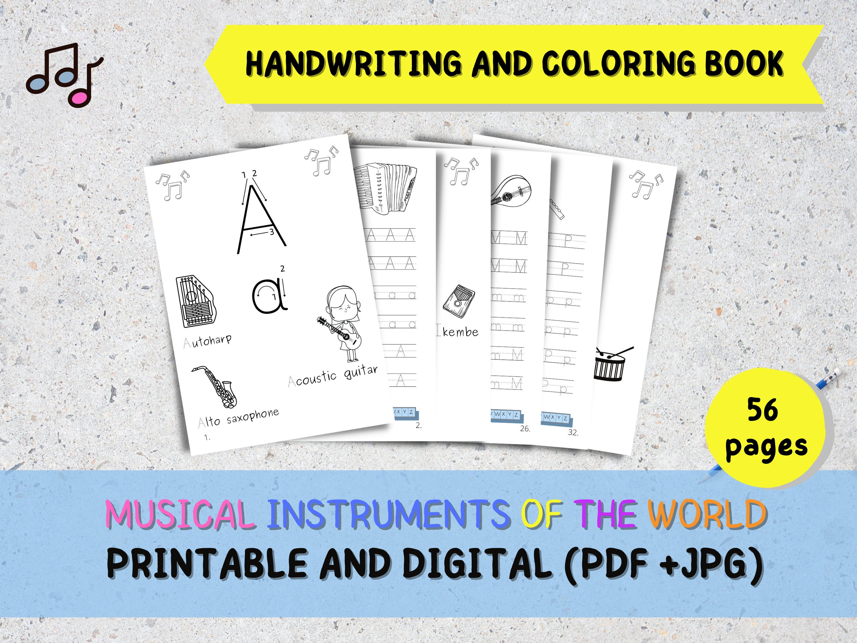 Printable Handwriting Practice Sheet - Beginner Practice - Musical ...