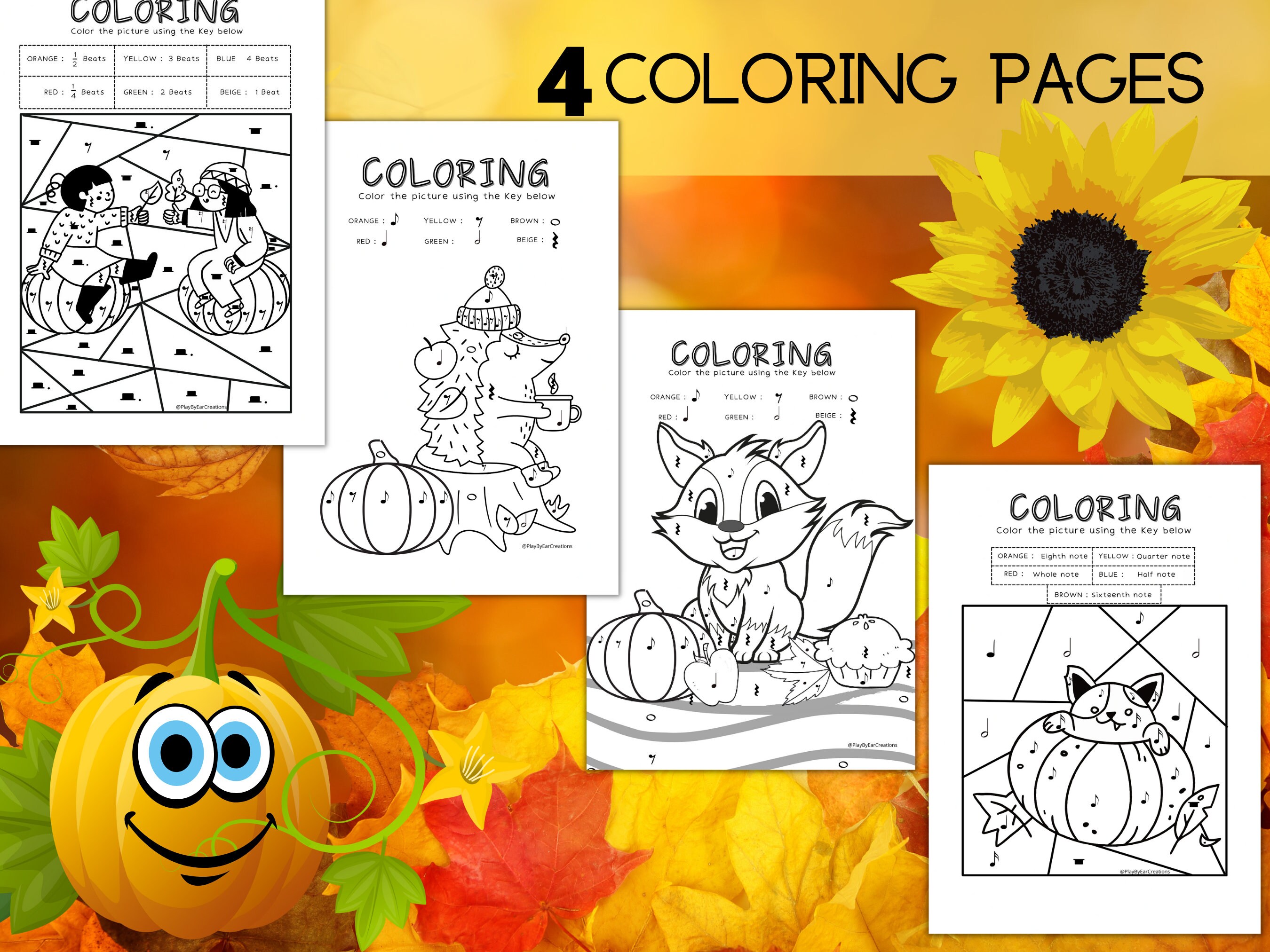Autumn\fall MUSIC WORKSHEETS - 15 Pages - Music Lessons - Piano ...