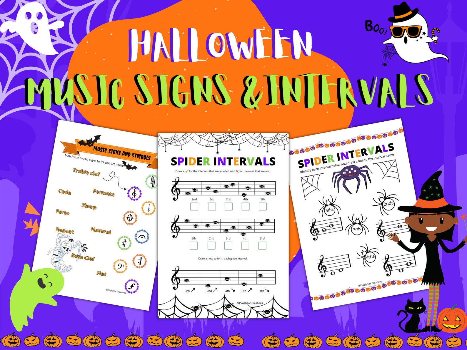 Halloween Music Worksheets Printable No Preparation - Etsy