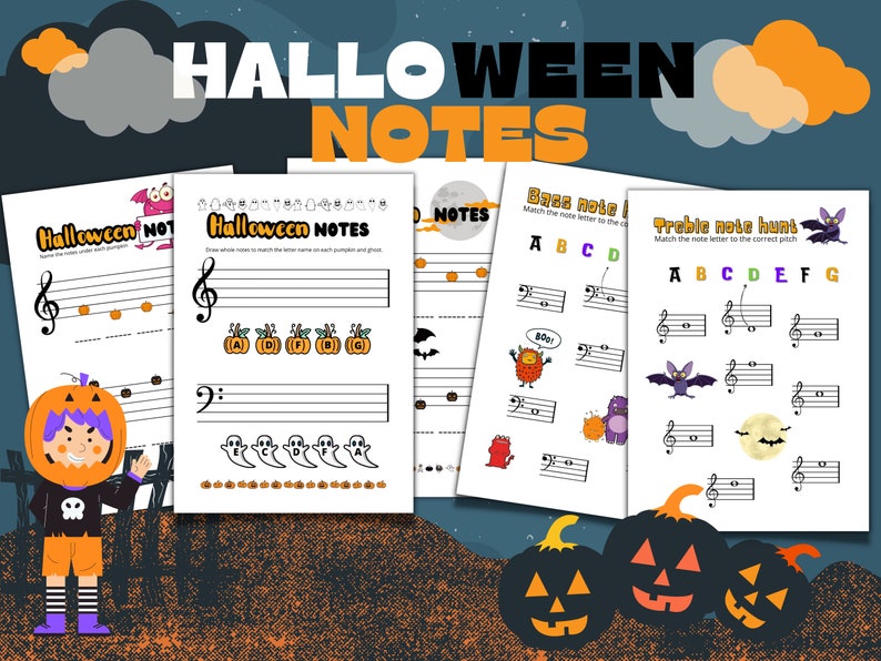 Halloween Music Worksheets - Printable - No Preparation - Music ...