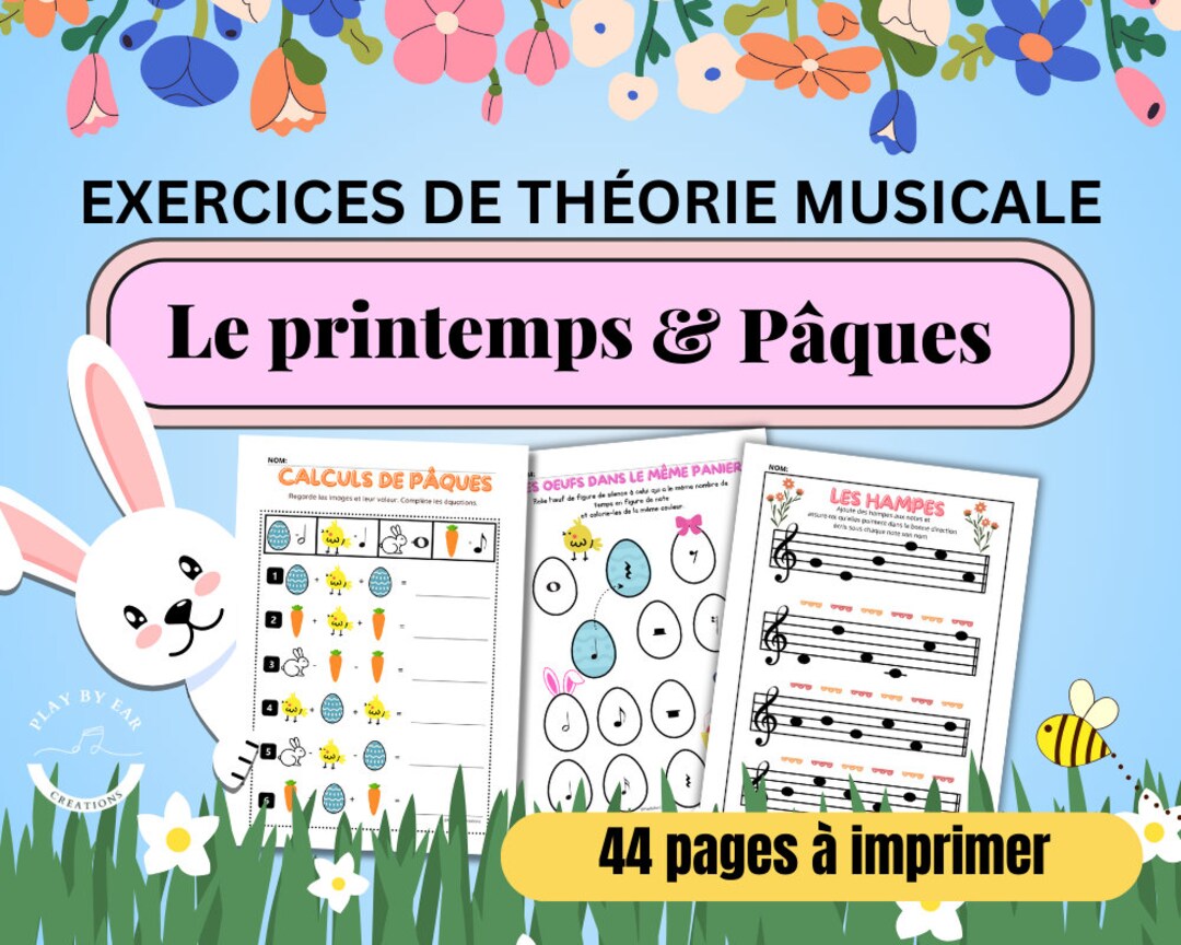 SPRING & EASTER Music Theory Exercises to Print Music Lessons Exercise ...