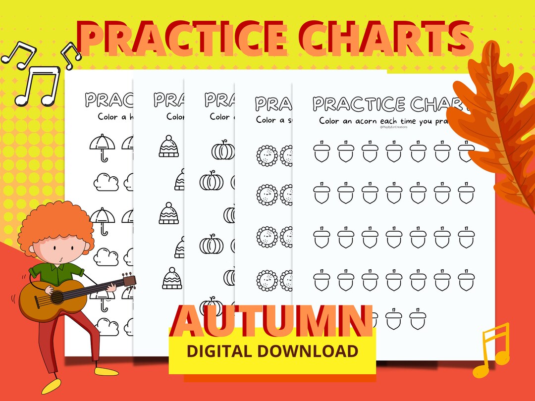 Practice Charts - Private Lessons - Practice Sheets -digital Download ...