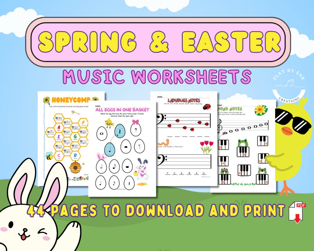Spring and Easter MUSIC WORKSHEETS - Piano - for Kids - to Print ...