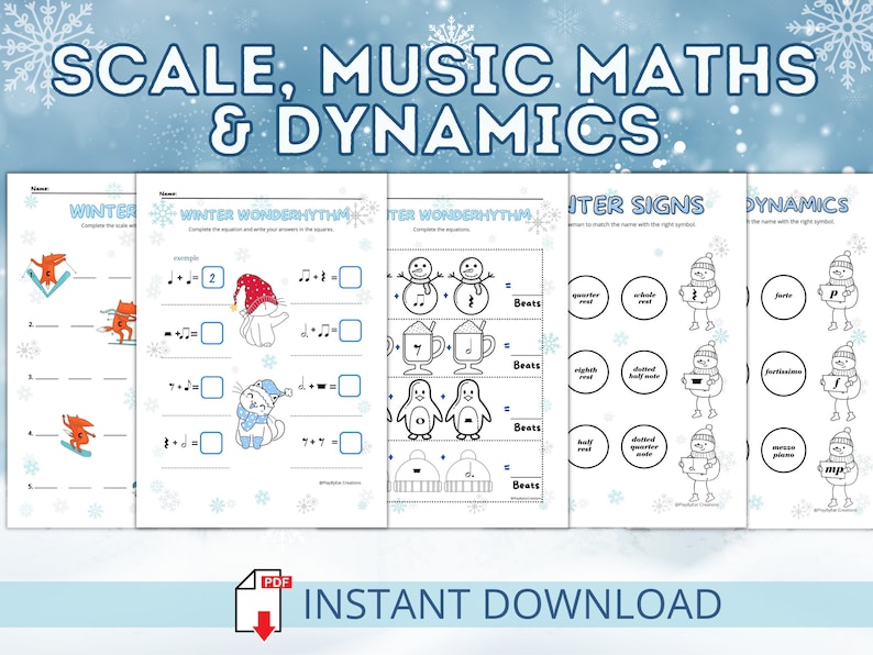 WINTER MUSIC WORKSHEETS - Printable - Instant Download - Music Theory ...