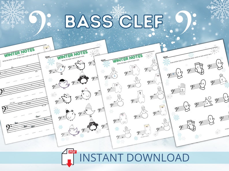 WINTER MUSIC WORKSHEETS - Printable - Instant Download - Music Theory ...