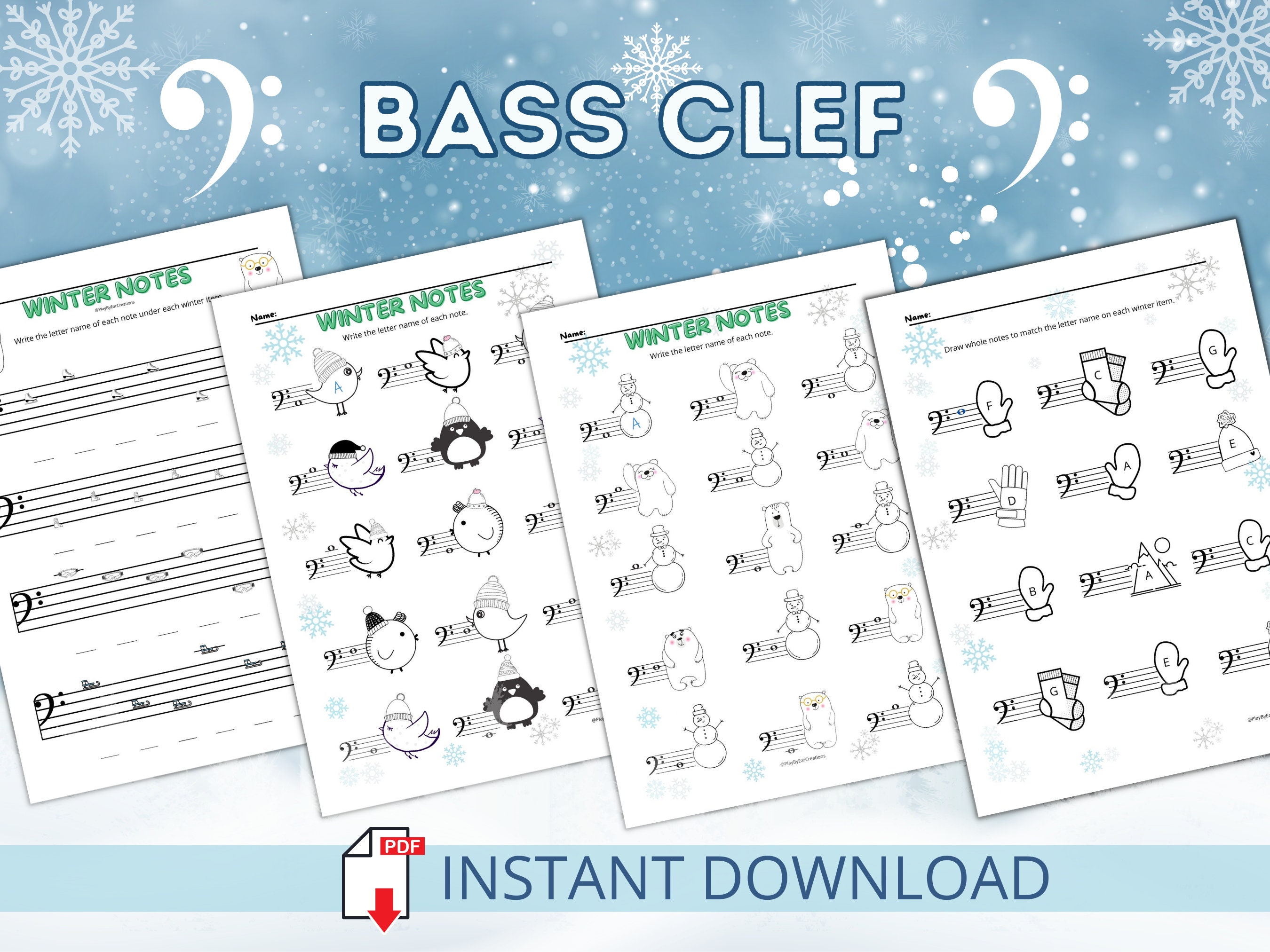 WINTER MUSIC WORKSHEETS - Printable - Instant Download - Music Theory ...
