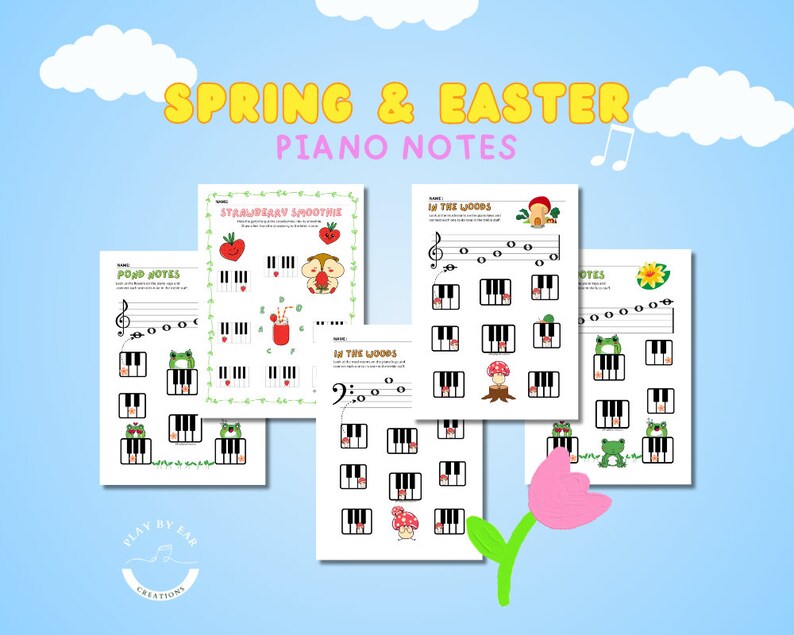Spring and Easter MUSIC WORKSHEETS - Piano - for Kids - to Print ...
