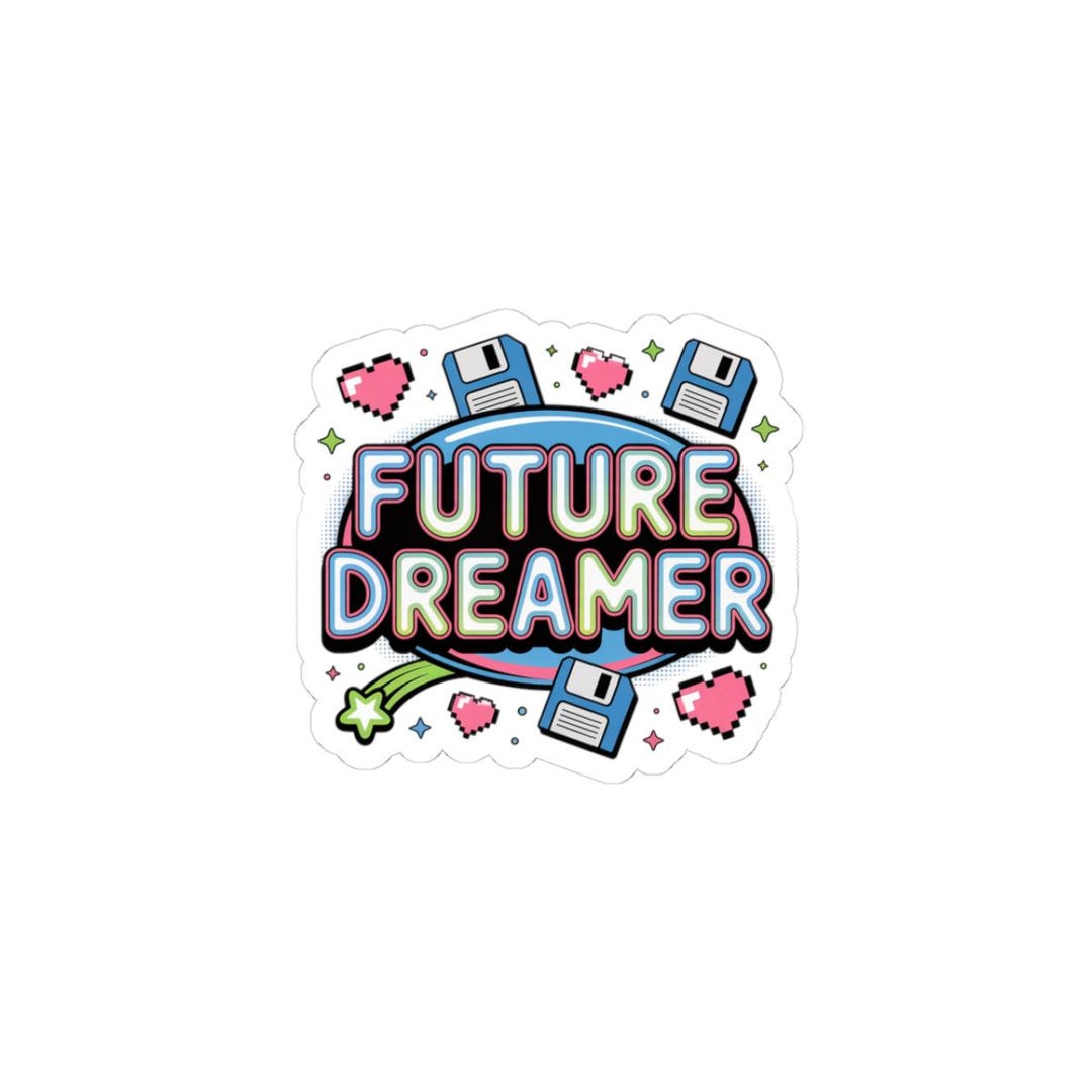 Future Dreamer Sticker | Y2K Cyber Holo, Retro Tech Chrome Text - Etsy