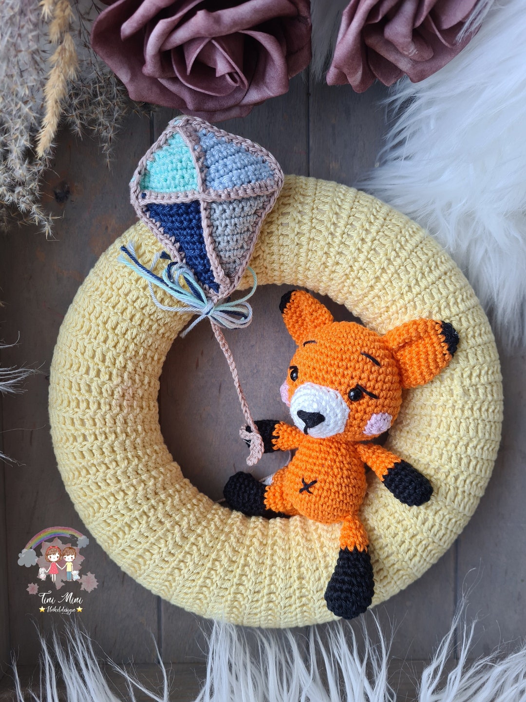 Crochet Door Wreath, Baby Room Door Decoration, Children's Room Door ...